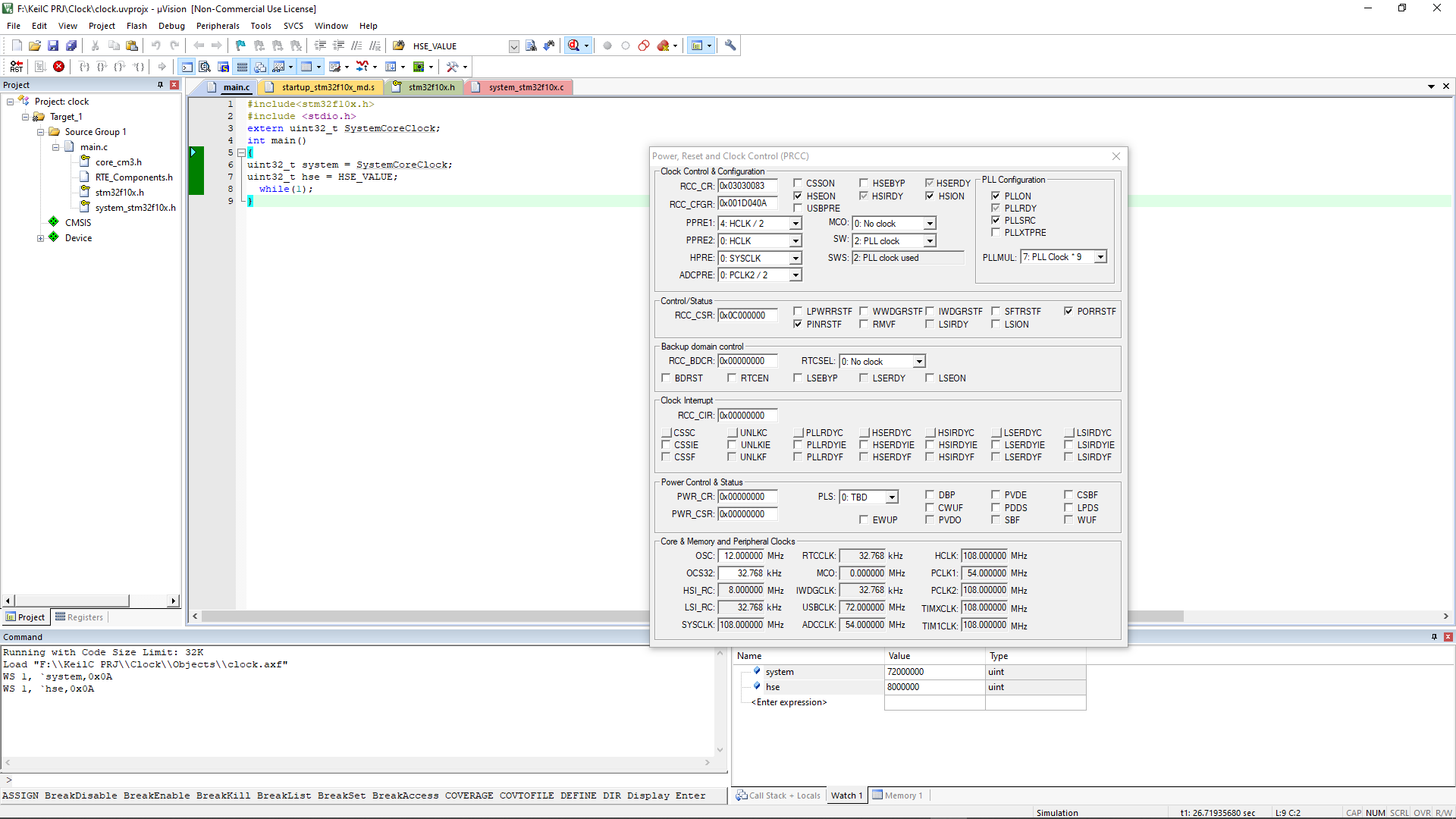 Solved: System Clock stimluation error - STMicroelectronics Community