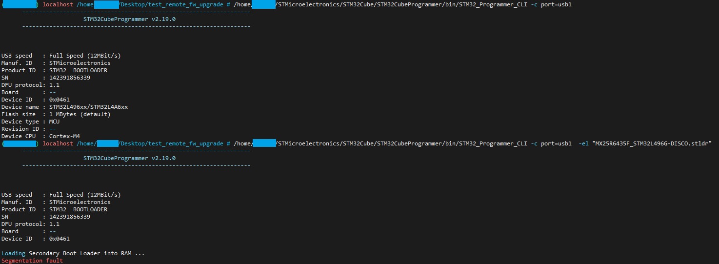 Solved: STM32Programmer_CLI 'Segmentation Fault' when usin... - STMicroelectronics Community
