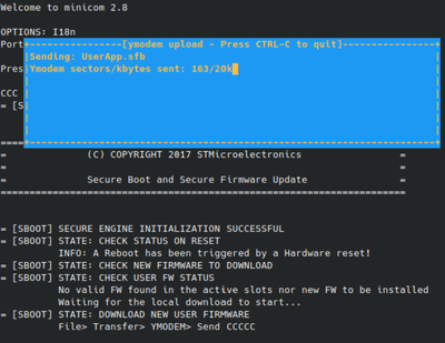 Solved: SBSFU 2.7.0 , unable to load firmware with YMODEM ... - STMicroelectronics Community