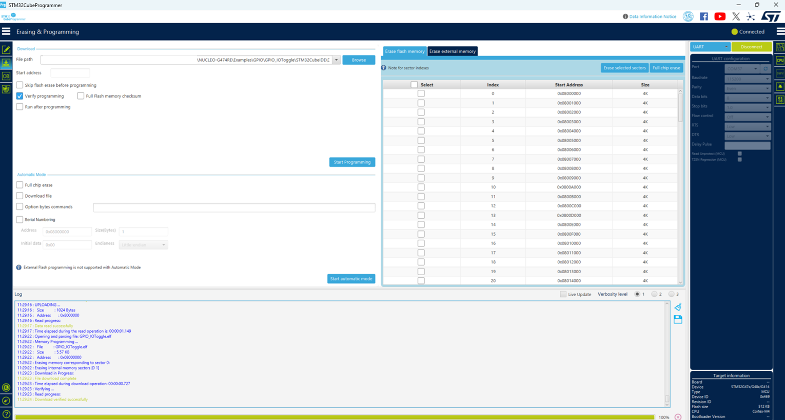 Solved: Programming NucleoG474RE via bootloader - STMicroelectronics Community