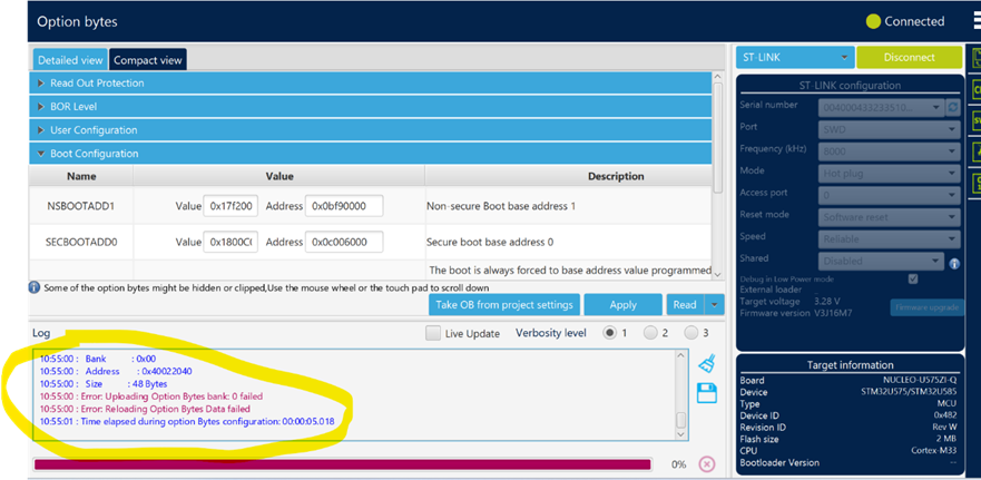 ST-Link error "DEV_TARGET_NOT_HALTED" while doing ... - STMicroelectronics Community