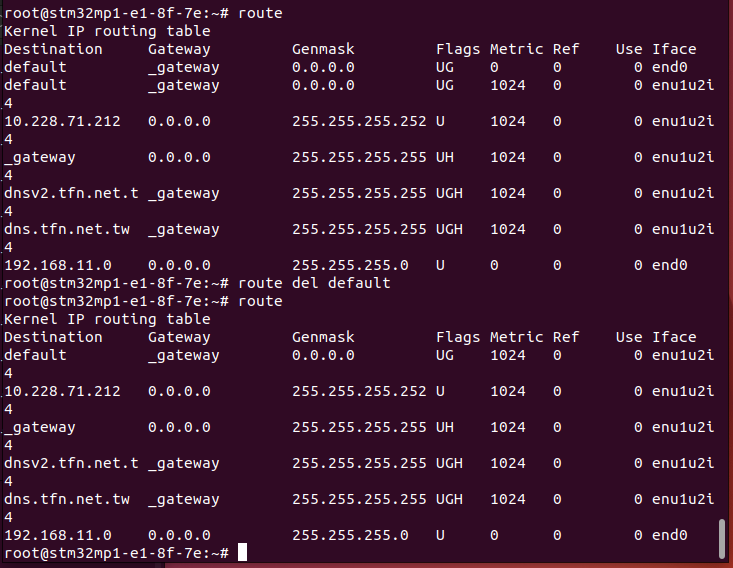 How to modify default routing table on STM32MP157 ... - STMicroelectronics Community