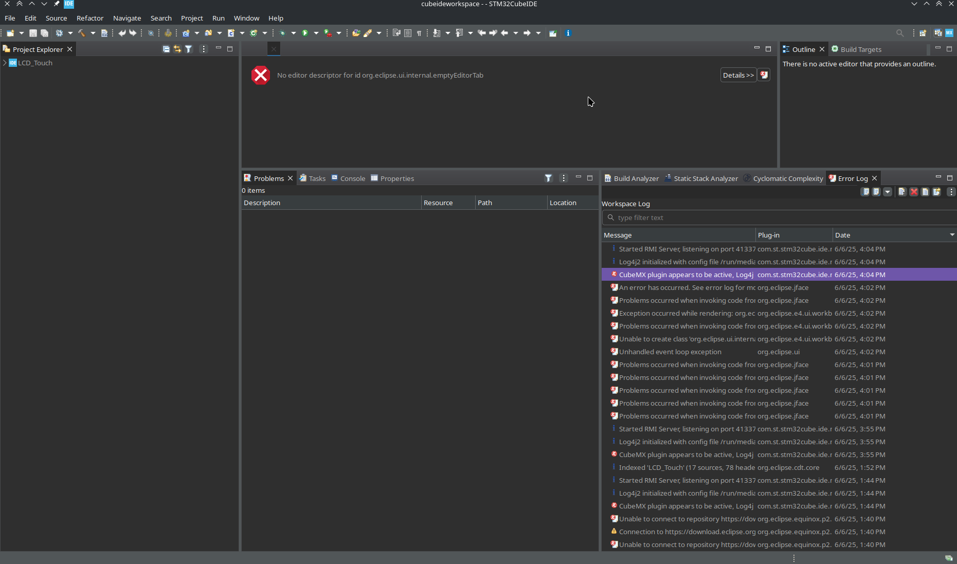No editor descriptor for id org.eclipse.ui.interna... - STMicroelectronics Community