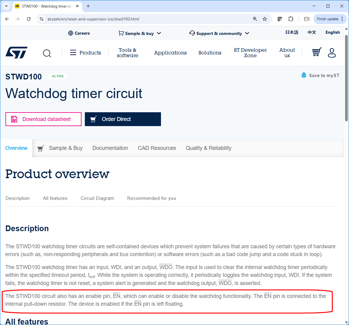 Solved: Disable External Watchdog during microcontroller p... - STMicroelectronics Community