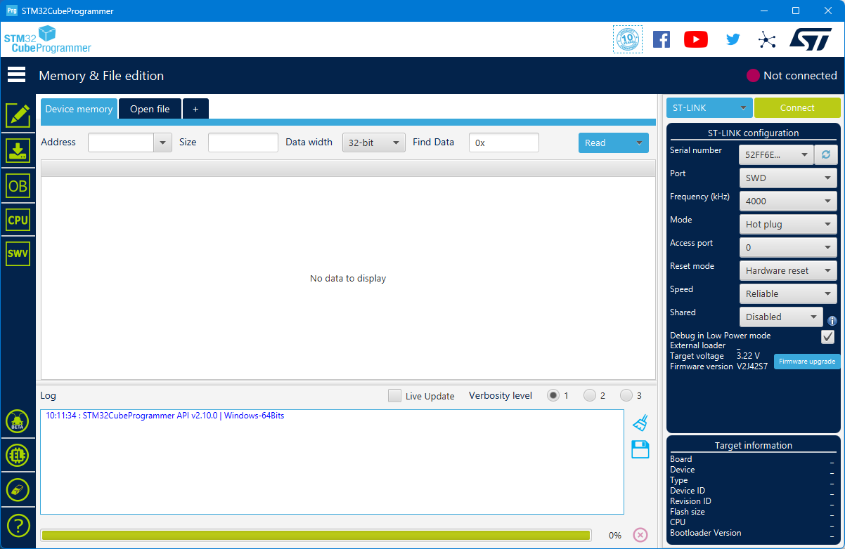 STM32CubeProg 2.19.0 Linux Debian KDE 5 - display ... - STMicroelectronics Community
