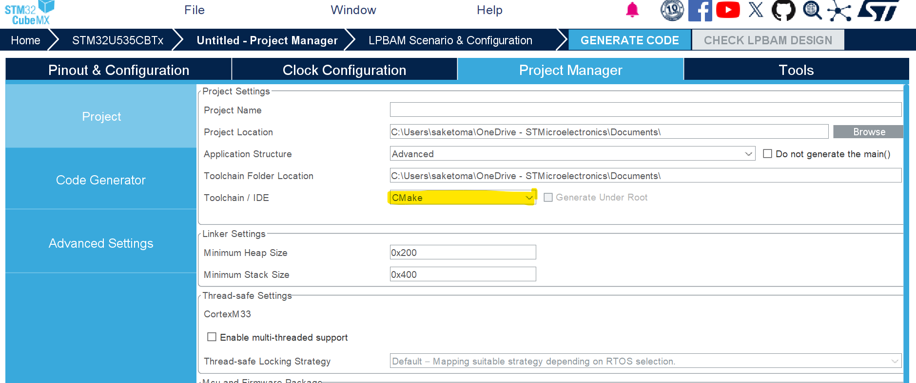 Solved: FileX + CMake + CM33 = error - STMicroelectronics Community