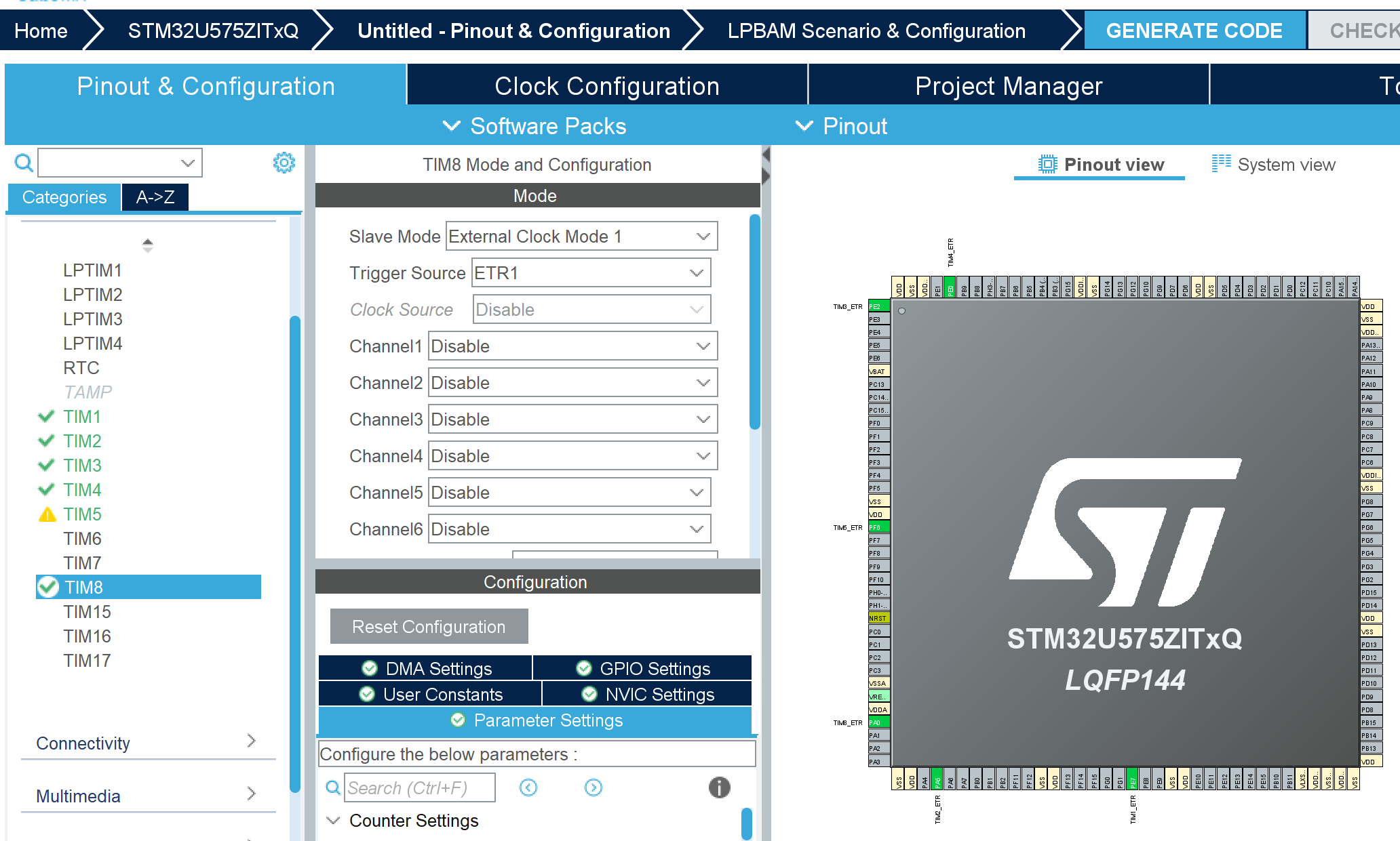 count external pulses using timer for 6 channels : - STMicroelectronics Community