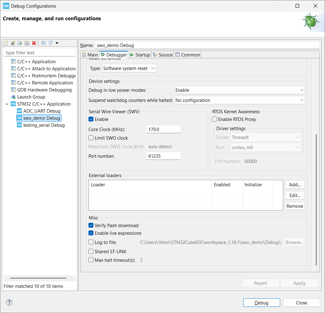 How to use SVW ITM Data Console with printf() in n... - STMicroelectronics Community
