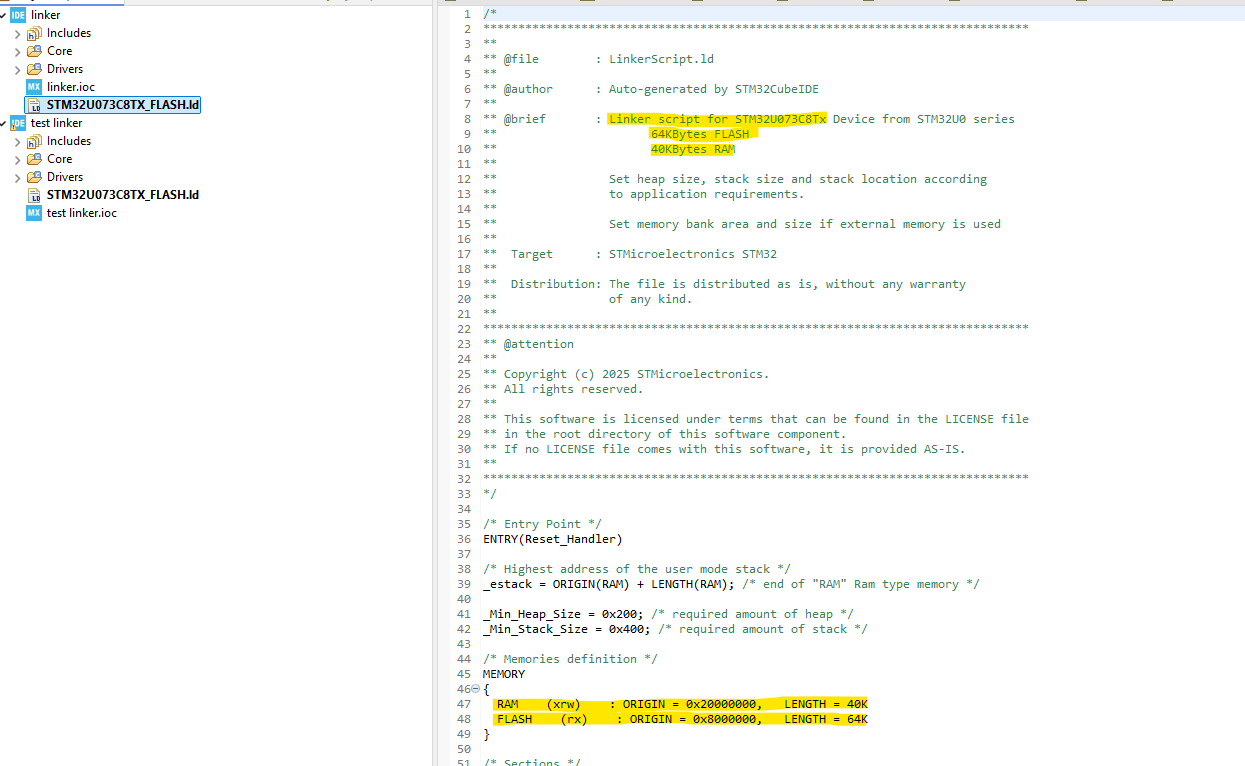 Solved Stm32cubeide Generates Incorrect Linker Script For Stmicroelectronics Community