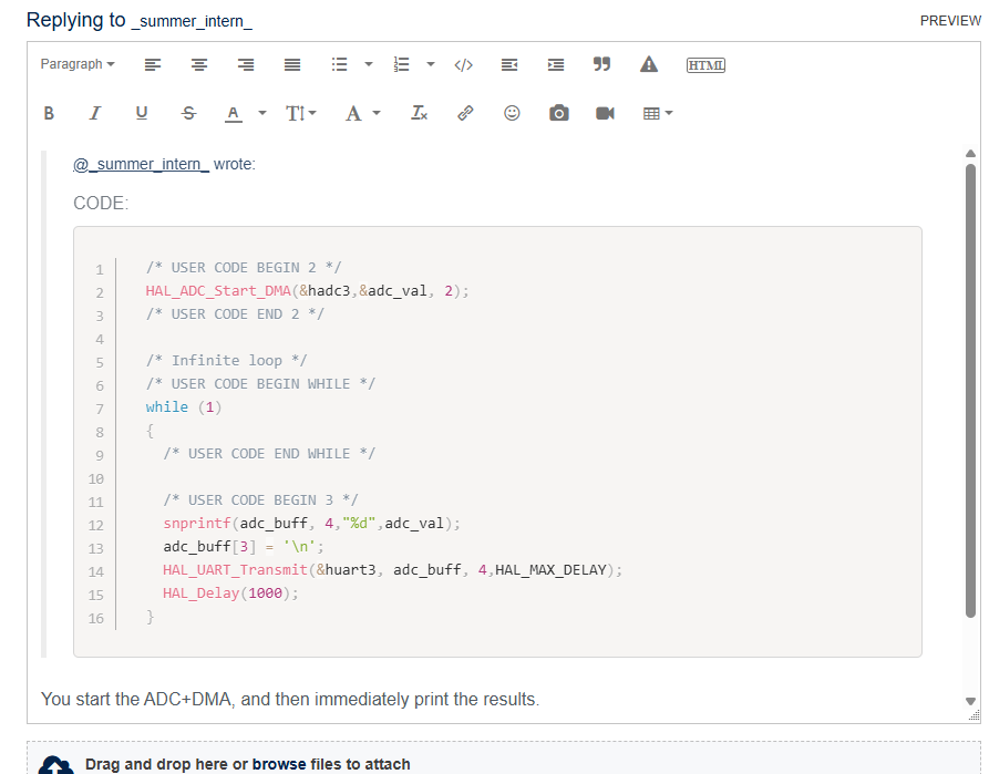 Text Editor Issue Quoting With Code Blocks Is Sti Stmicroelectronics Community