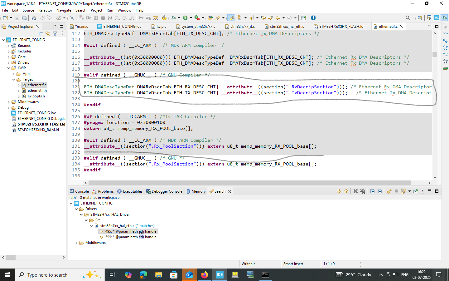 stm32h7 ethernet configration - STMicroelectronics Community
