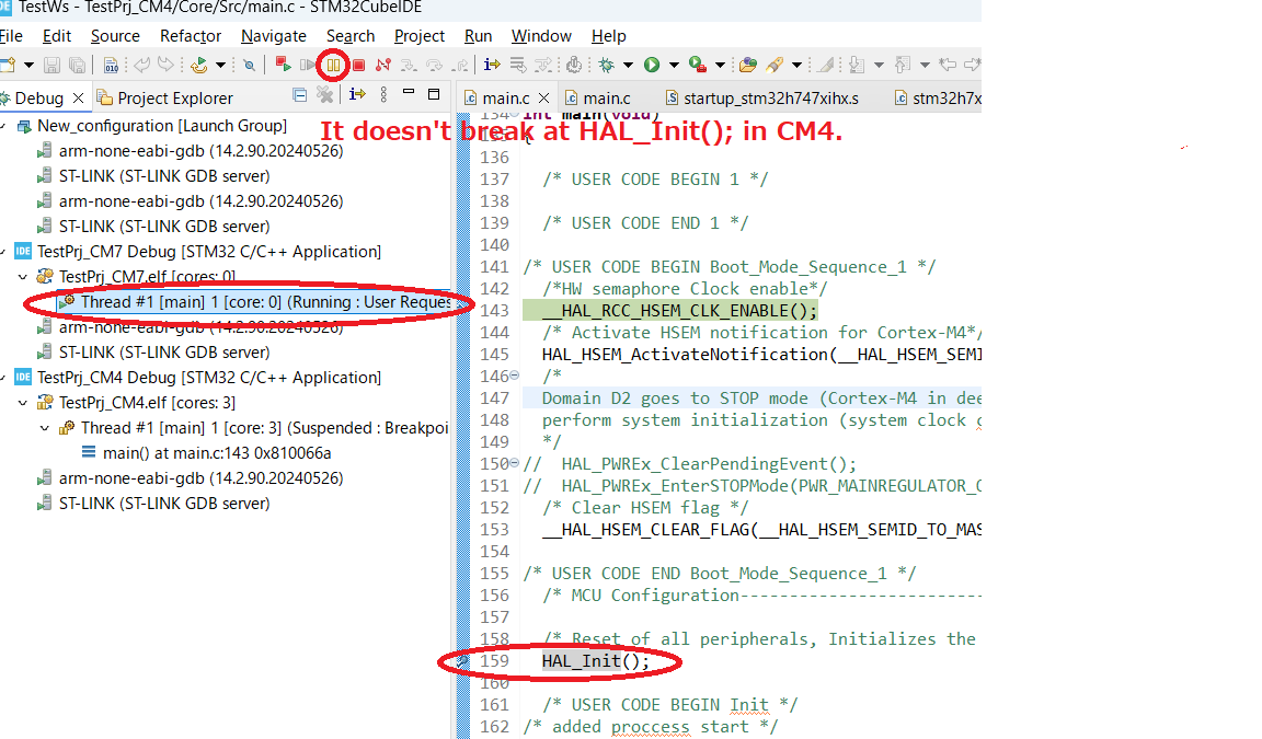 Can't debug Cortex®-M4 side software on STM32H7 du... - Page 2 ...