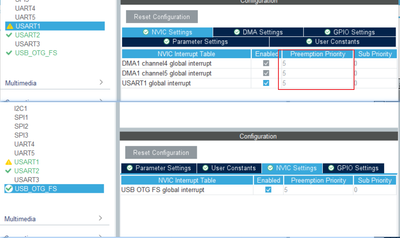 FreeRTOS - USB CDC not working with USART1 - STMicroelectronics Community