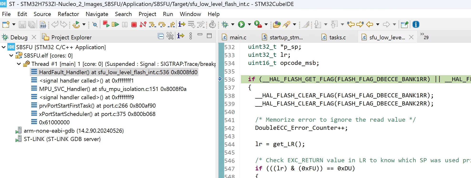 Solved: HardFault_Handler when call prvPortStartFirstTask(... - STMicroelectronics Community