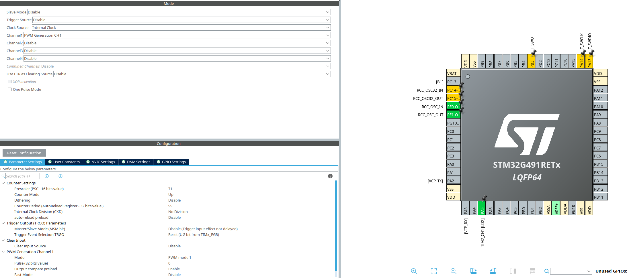 Unable to start PWM on STM32G491 - STMicroelectronics Community