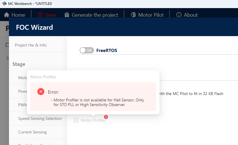 Solved: why motor profiler option not coming while setting... - STMicroelectronics Community
