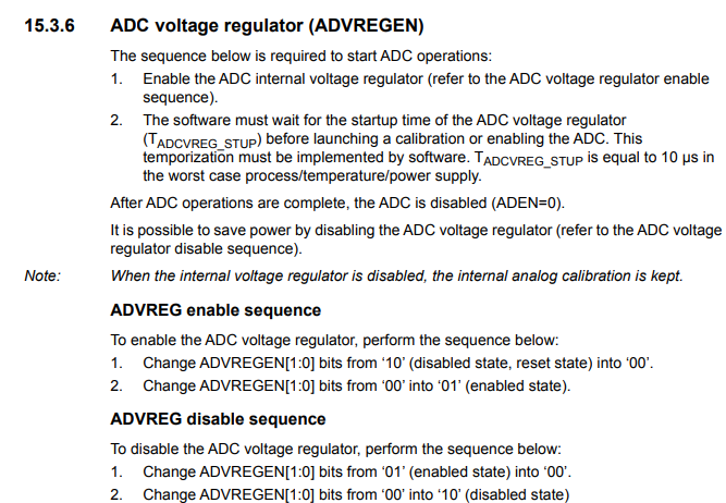 Solved: STM32F303 ADC Voltage Regulator Function ADVREG - STMicroelectronics Community
