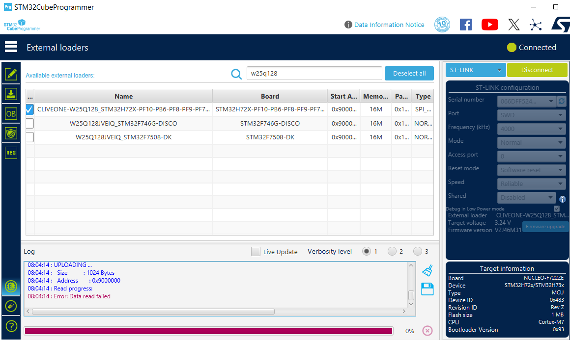 Cubeprogrammer_not_connecting_qspi - STMicroelectronics Community