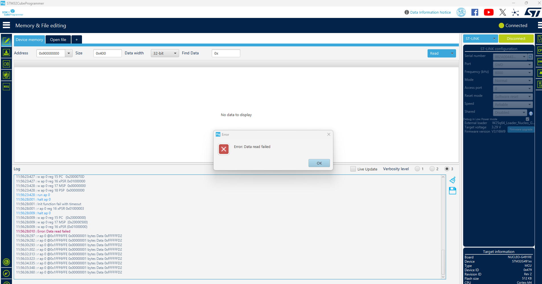 Facing an issue while creating external loader for... - STMicroelectronics Community