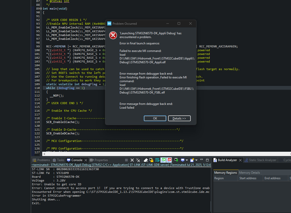 Solved: STM32N6570-DK Debug Issue - STMicroelectronics Community