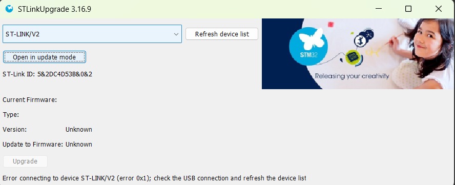 Solved: STM32CubeIDE code run error and ST-LINK/V2 firmwar... - STMicroelectronics Community