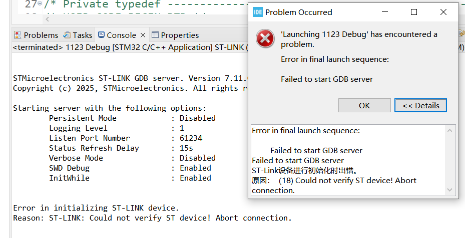 Could not verify ST device on STM32F407VGT6 - STMicroelectronics Community
