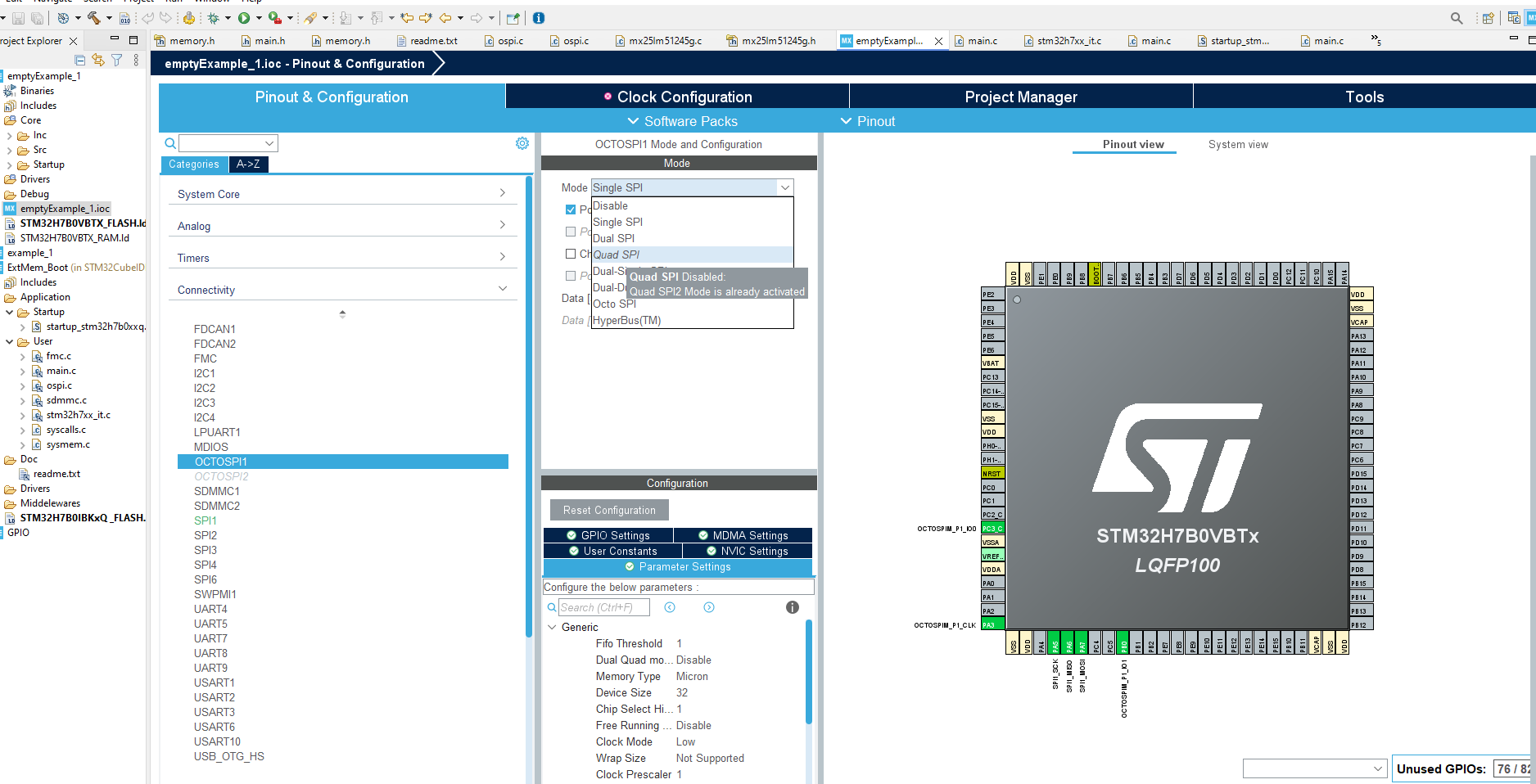 External memory loader on STM32H7B0 with W25Q128 -... - STMicroelectronics Community