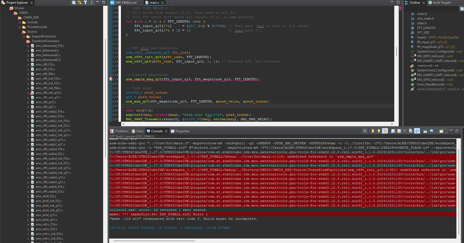 STM32 FFT USING CMSIS DSP -1024Point FFT - STMicroelectronics Community