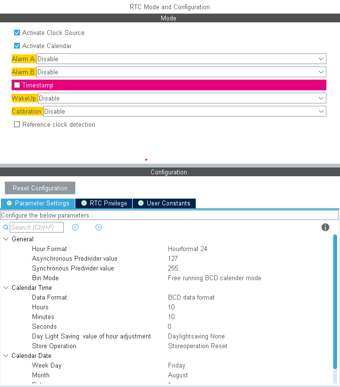 RTC Not Working Correctly with FreeRTOS - STMicroelectronics Community
