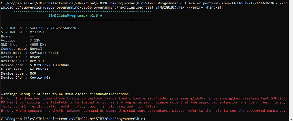 Solved: I have a strange issue with the STM32_Programmer_C ... Solved: I have a strange issue with the STM32_Programmer_C ...