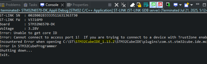 STM32N6570-DK Debug Issue - STMicroelectronics Community