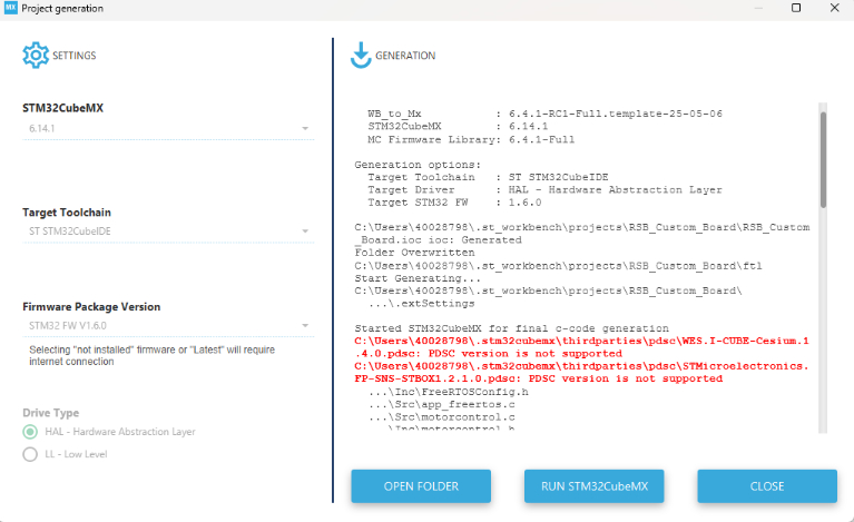 Project Generation on MC Workbench in MC_SDK v6.4... - STMicroelectronics Community