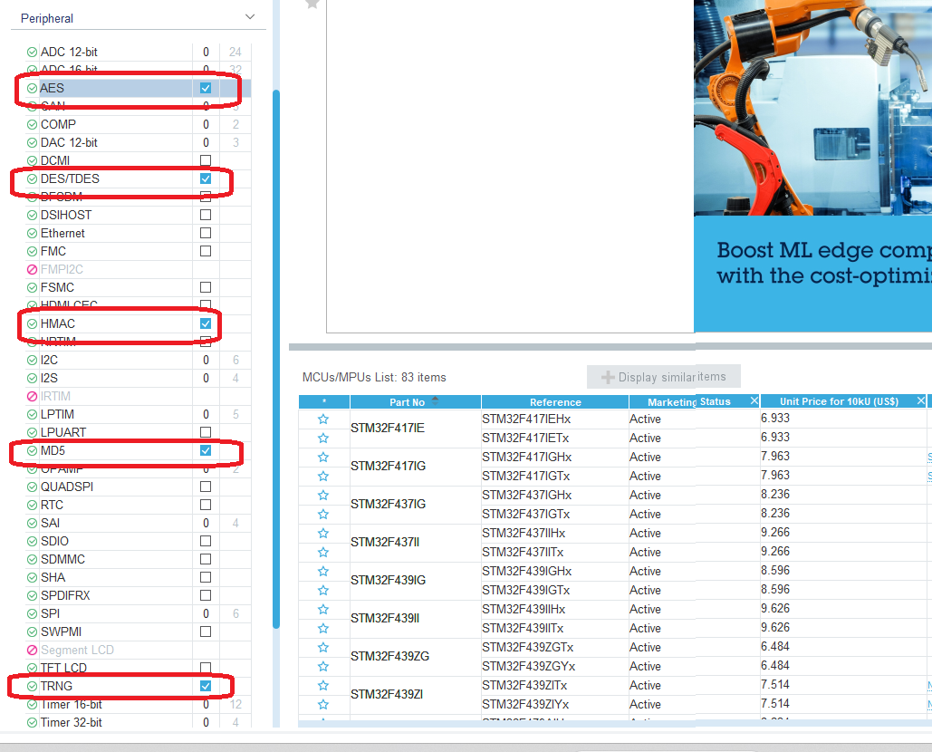 Solved: Request for List of STM32 Microcontrollers with Ha... - STMicroelectronics Community