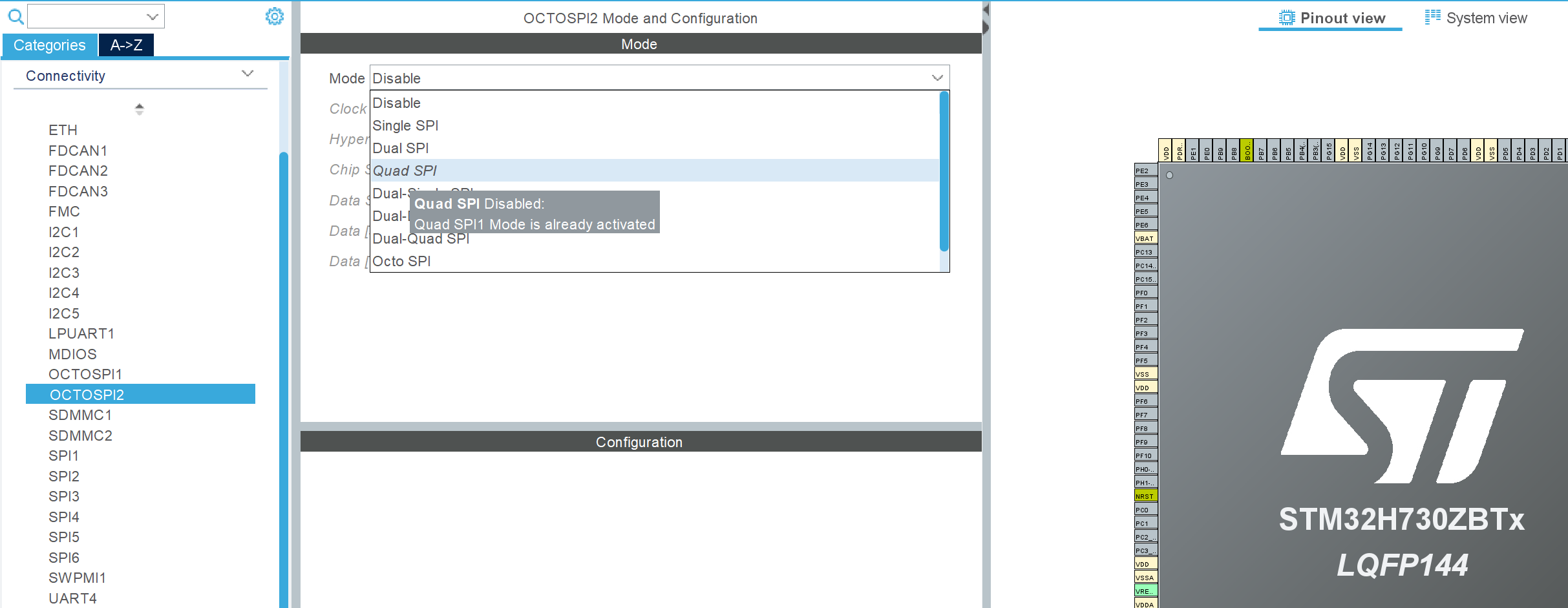 STM32CubeMX 6.15 BUG on STM32H730ZBT OCTOSPI Quad - STMicroelectronics Community