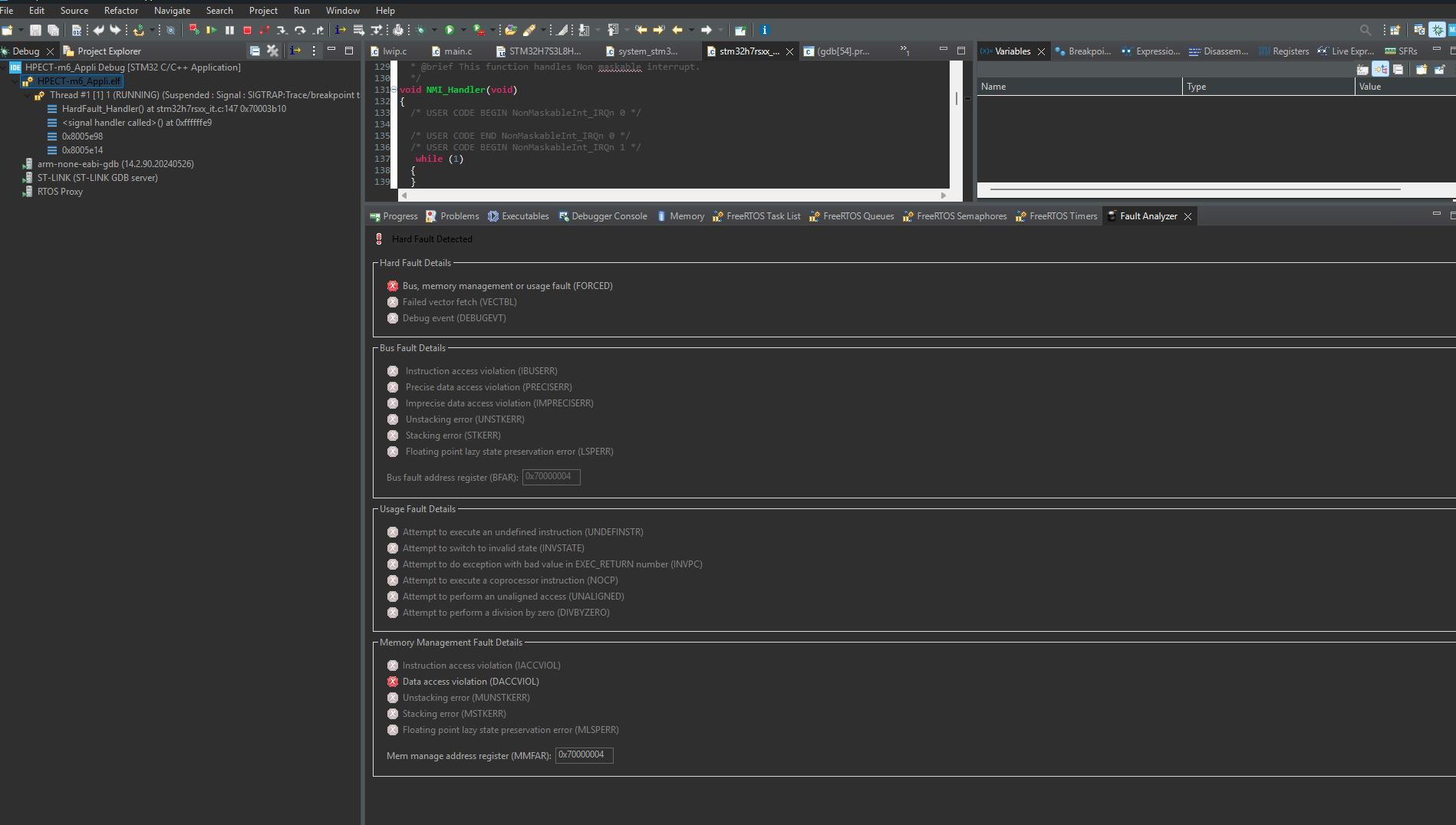 STM32 Nucleo H7S3L8 HardFault_Handler + DACCVIOL - STMicroelectronics ...