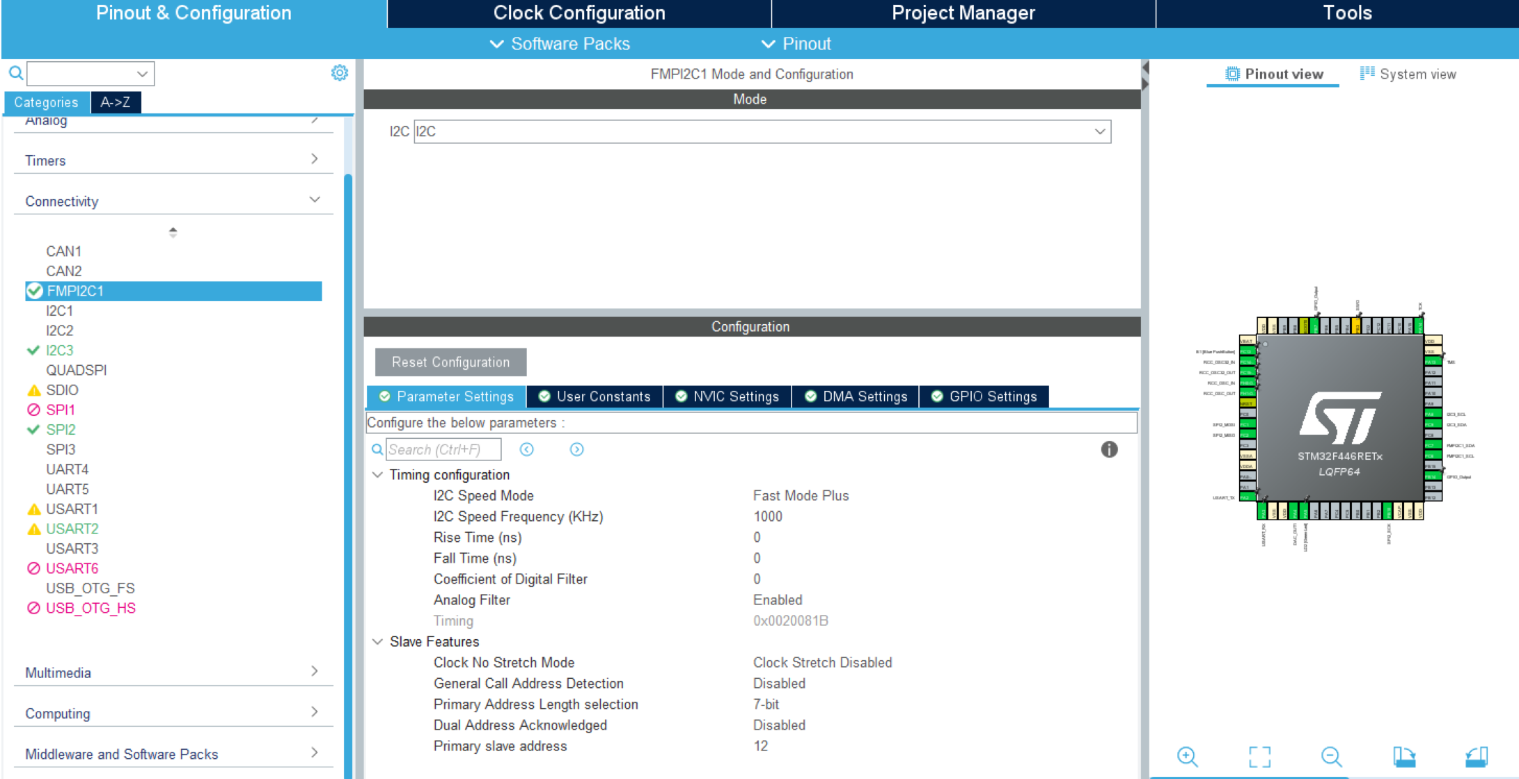 How to setup hfmpi2c1 using STM32F446 - STMicroelectronics Community