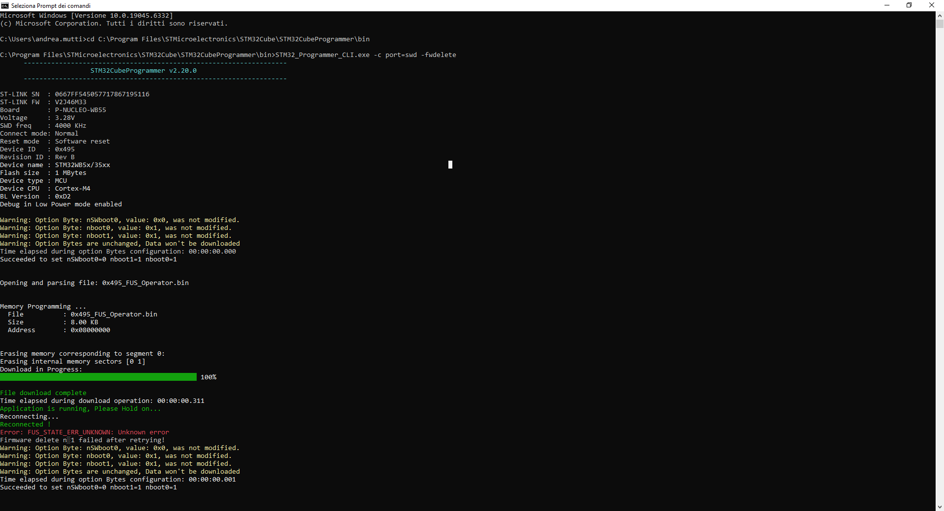 Solved: P-NUCLEO-WB55 BLE stack and FUS programming proble... - STMicroelectronics Community