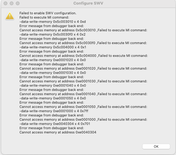 Solved: STM32H757 SWO Debug Error - STMicroelectronics Community