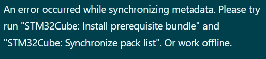 "An error occurred while synchronizing metadata." ... - STMicroelectronics Community