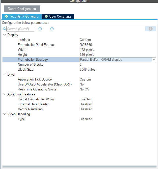 About TouchGFX frame buffer problem - STMicroelectronics Community