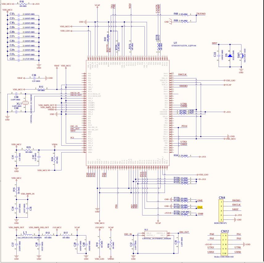 Solved: STM32H755 Custom Board: GPIO Toggling, UART, and o... - STMicroelectronics Community