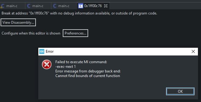 Stm cubeide random breakpont when debugging - STMicroelectronics Community Stm cubeide random breakpont when debugging - STMicroelectronics Community