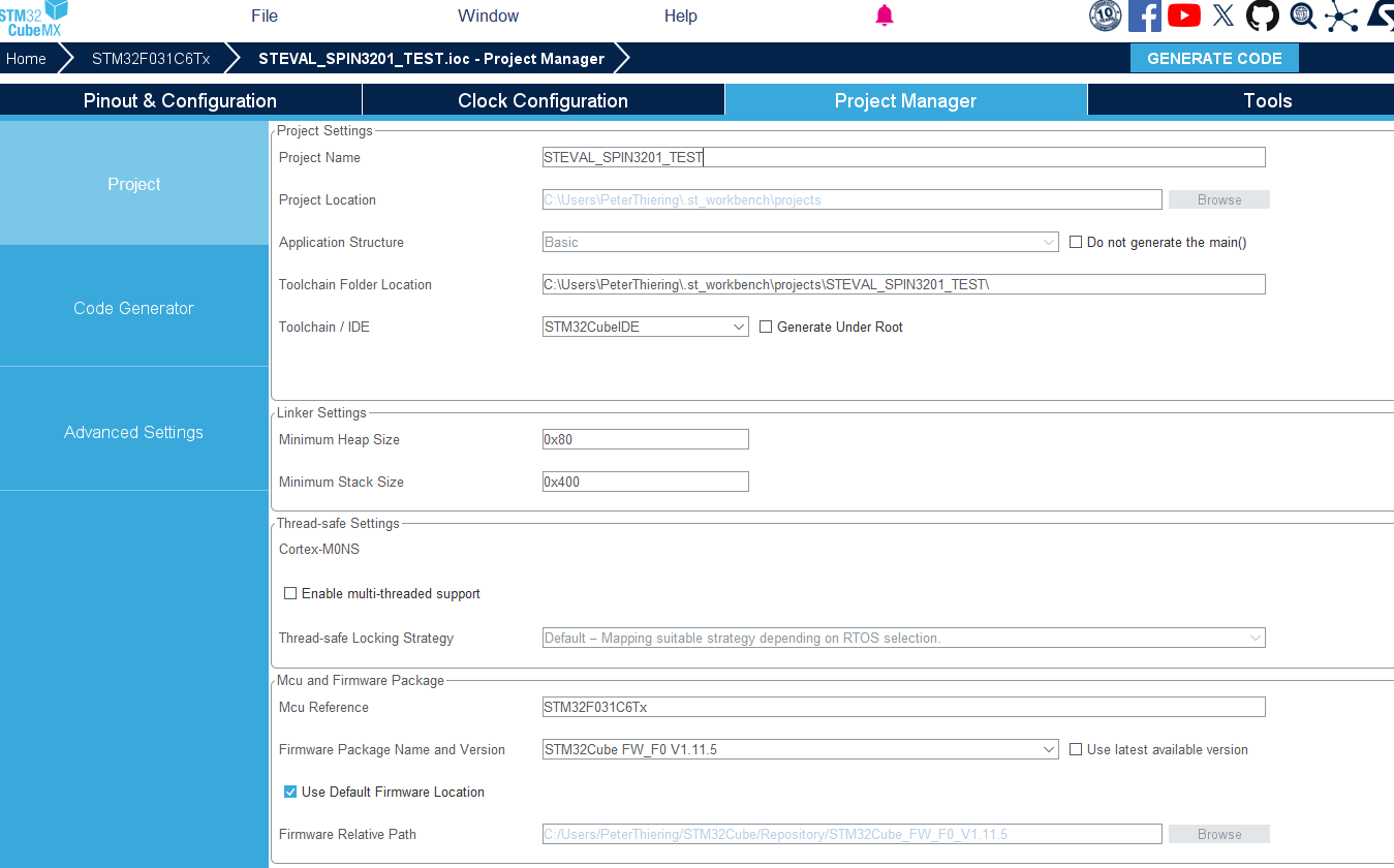 Solved: Project generated for STEVAL-SPIN3201 does not com ...
