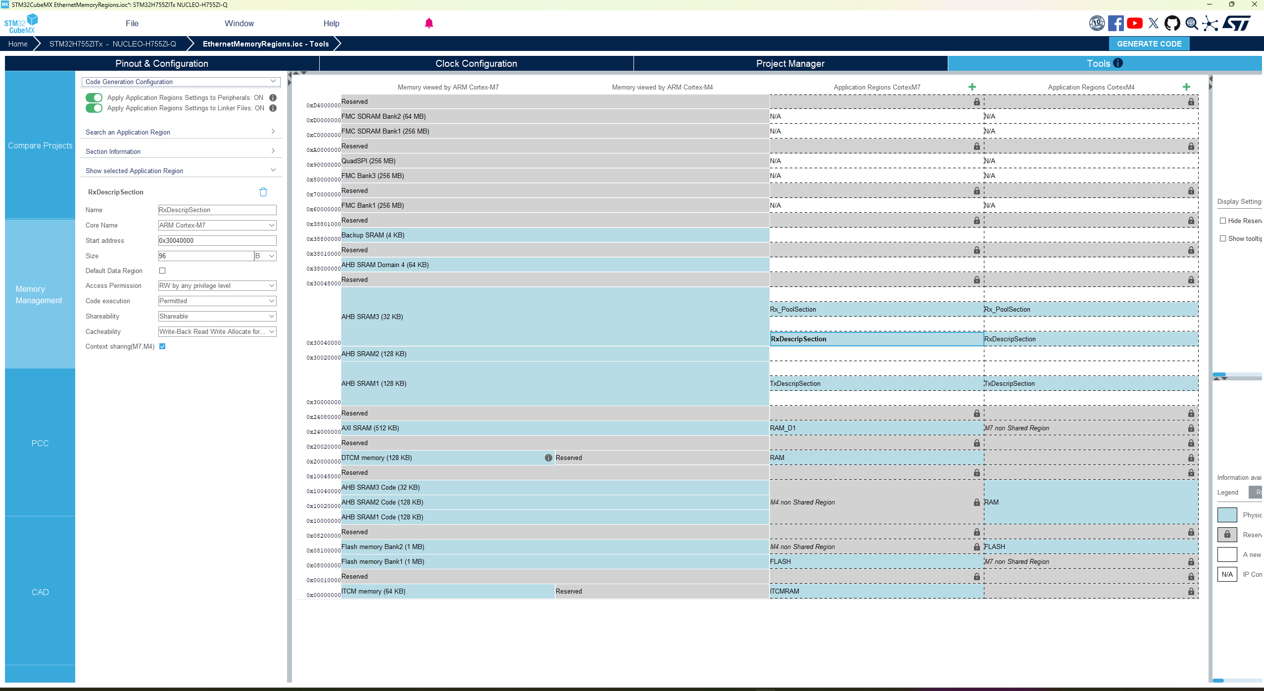 CubeMX 6.16.0 Memory Management Tool: Rx_PoolSecti ...