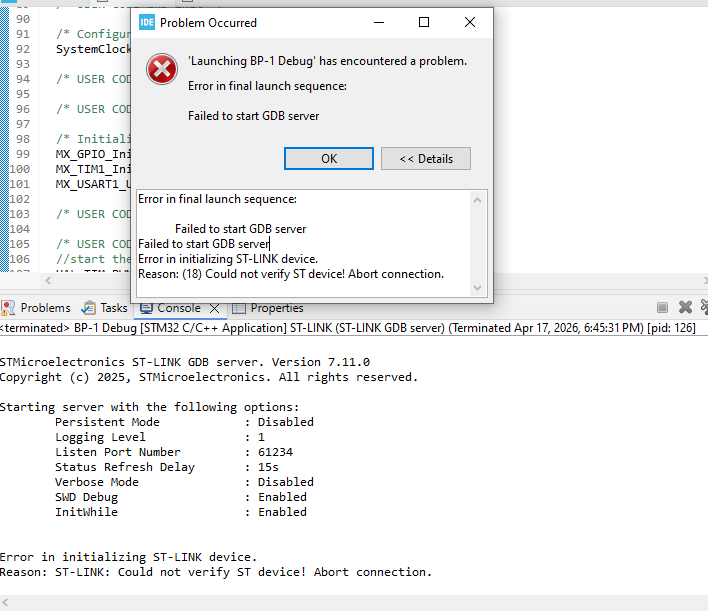 “ST-Link Debugging Issue: Launch Debugging Failed ...
