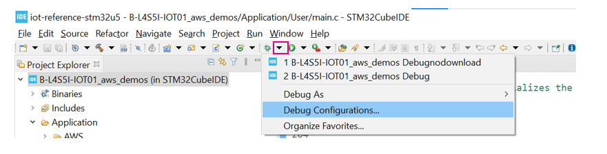 How to debug X-Cube-AWS in STM32CubeIDE - STMicroelectronics Community