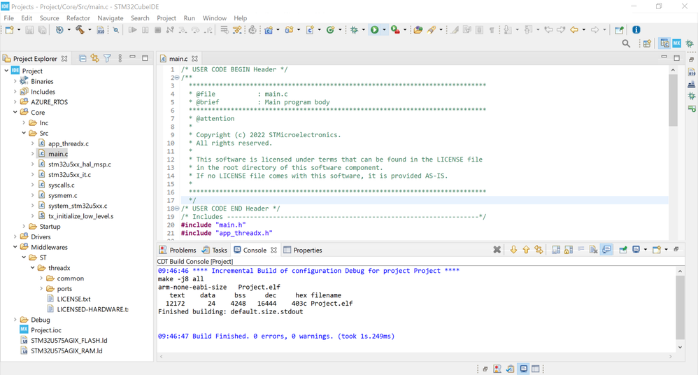 Solved: Code generated from CubeMX for a ThreadX design cr ... Solved: Code generated from CubeMX for a ThreadX design cr ...