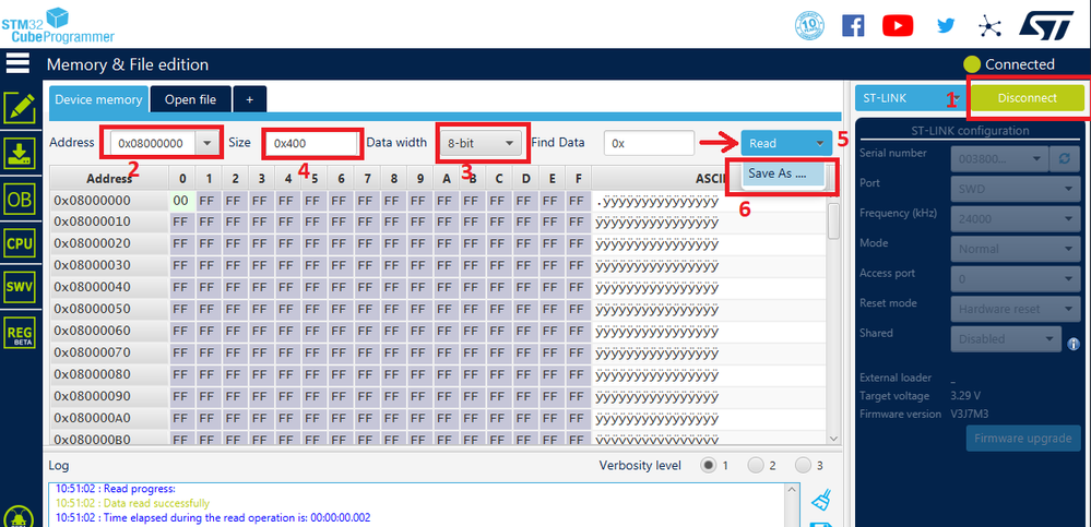 Solved: STM32 Cube programmer firmware read problem ... Solved: STM32 Cube programmer firmware read problem ...