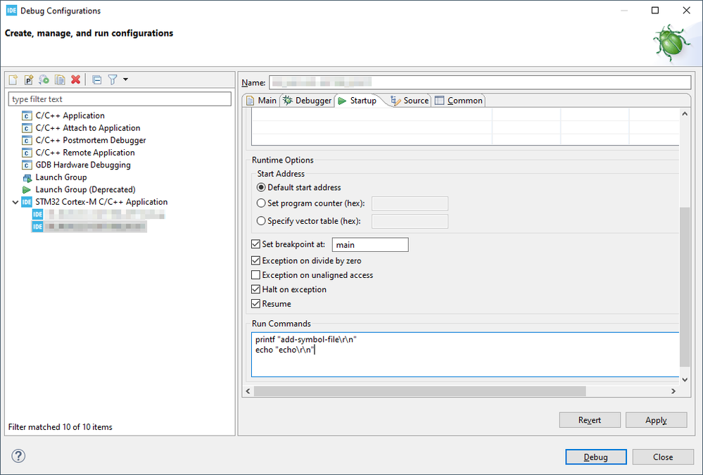 GDB commands (echo, printf) in Debug Configuration ... GDB commands (echo, printf) in Debug Configuration ...