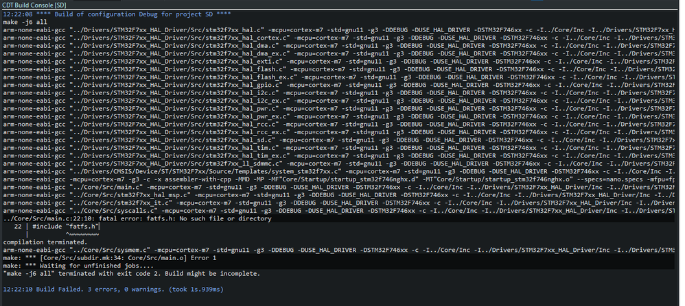 Solved: Error when including FatFs.h >> No such file or di ... Solved: Error when including FatFs.h >> No such file or di ...